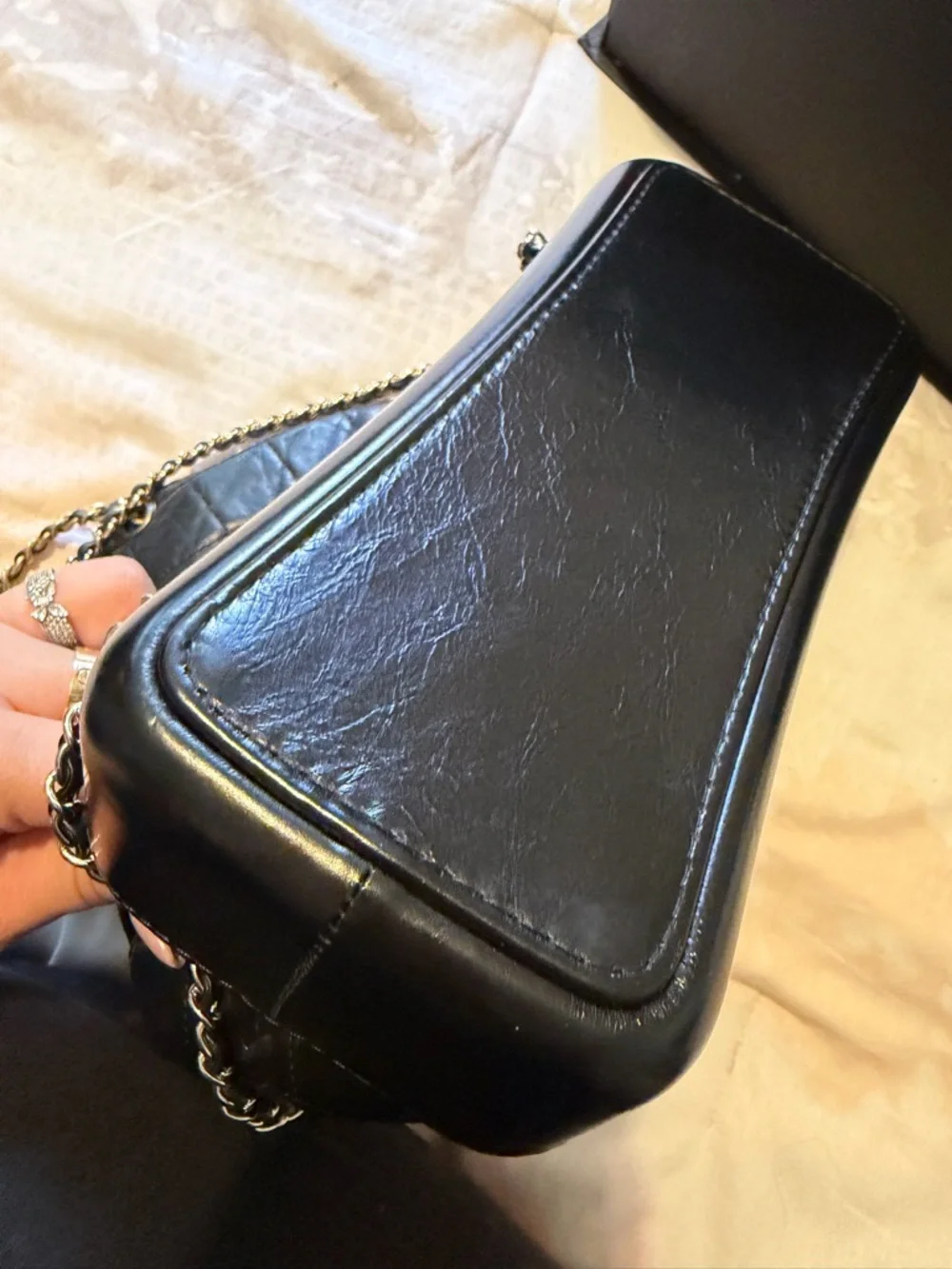 CHANEL | Bags | Chanel Gabrielle Black Quilted Lambskin Drawstring ...